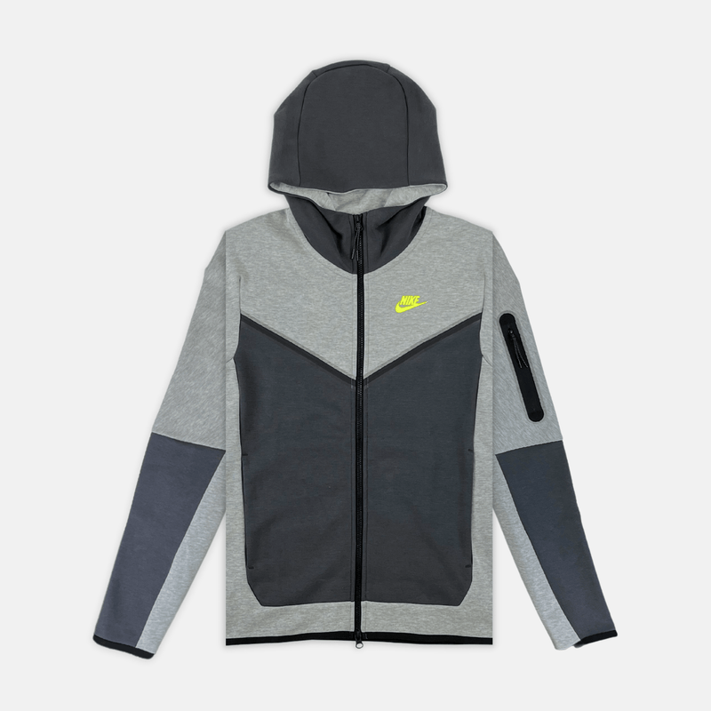 Nike Tech Fleece Hoodie - Grey / Anthracite / Volt (3rd Gen - Old ...