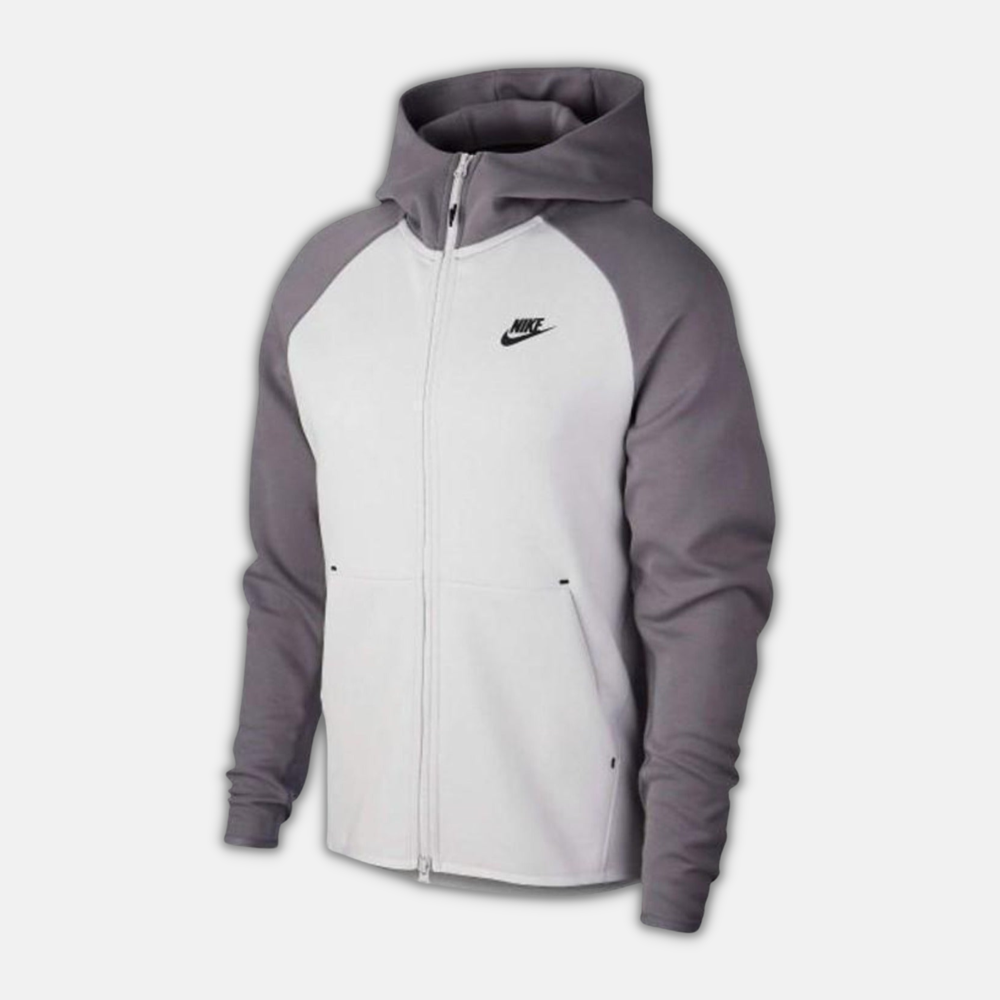 Nike Tech Fleece Hoodie - Gun Smoke Grey & White (2nd Gen - Old Season ...