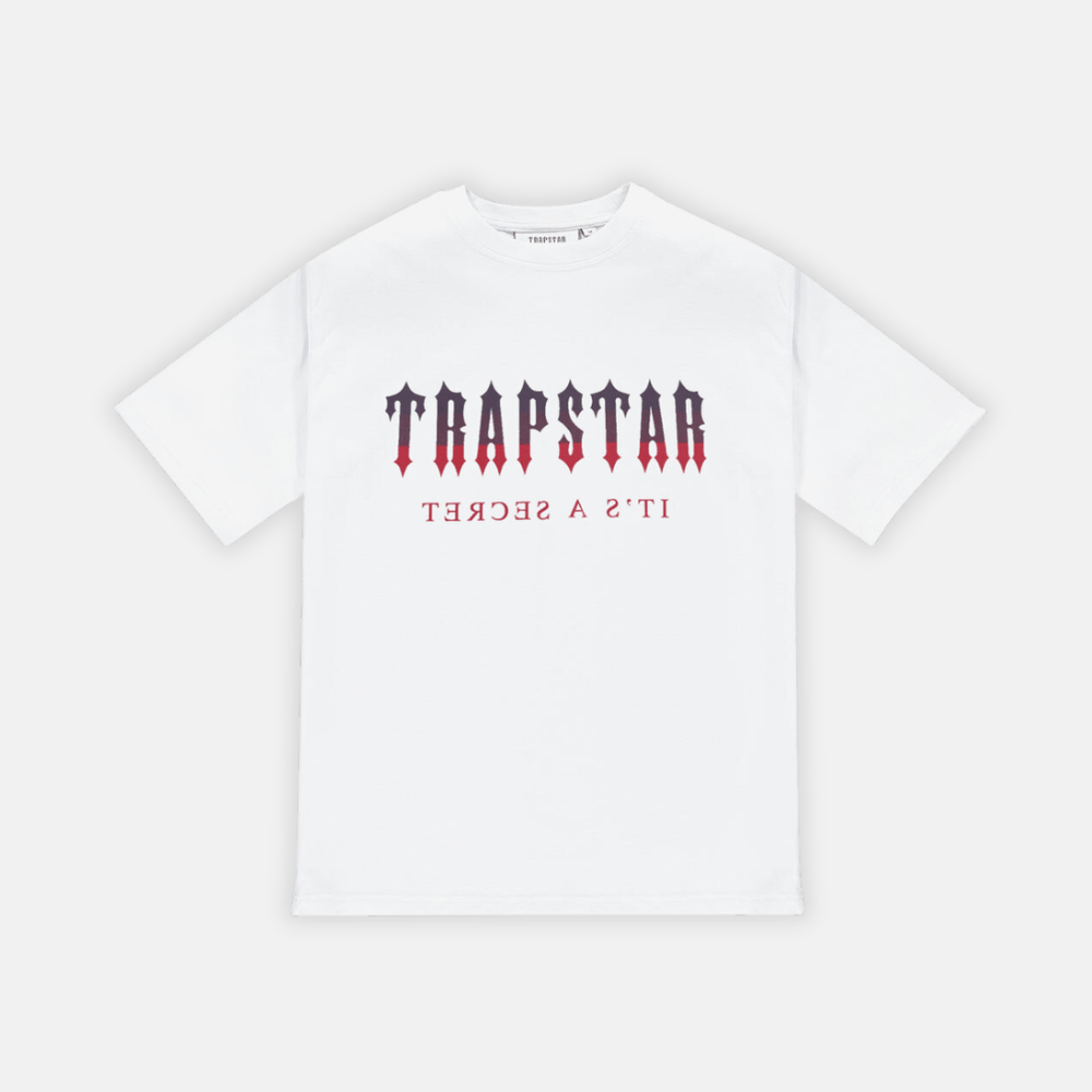 Trapstar Decoded Shorts Set - White/Red Gradient | No Sauce The Plug